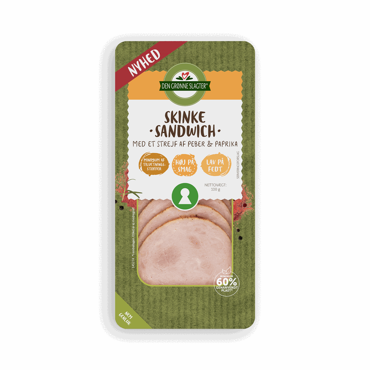 Sandwich Skinke m/peber & paprika fra Den Grønne Slagter - Danish Crown