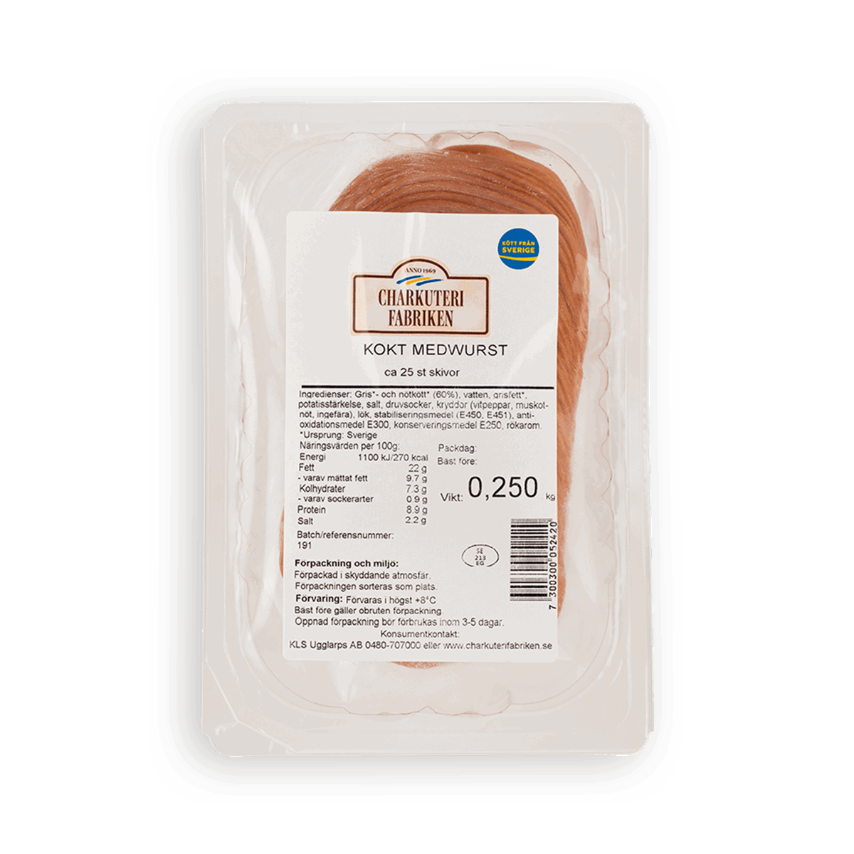 CHF Kokt medwurst skivad - KLS