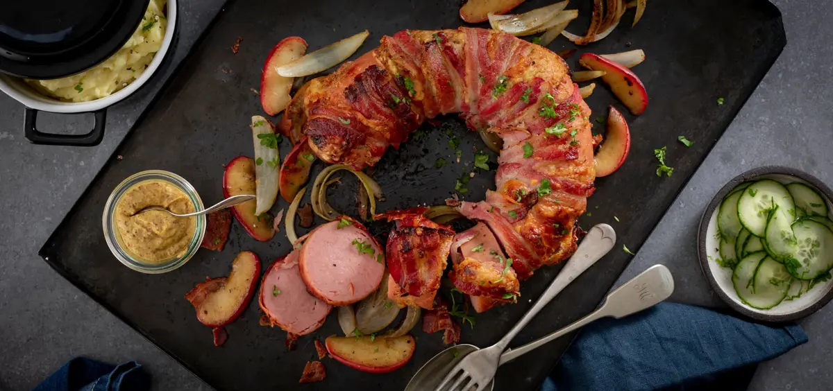 Falukorv i ugn inlindat i bacon - Tulip - Danish Crown